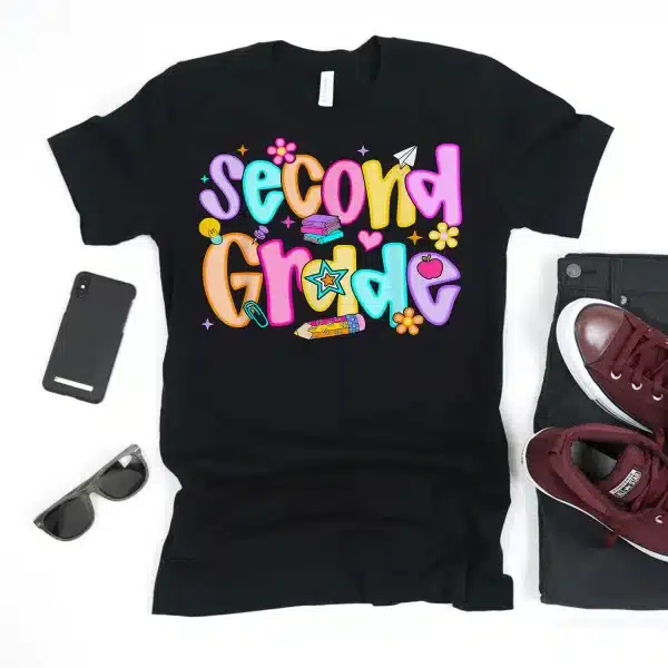 Preppy Second Grade Back To School 2nd Grade Teachers Girls Shirt ...